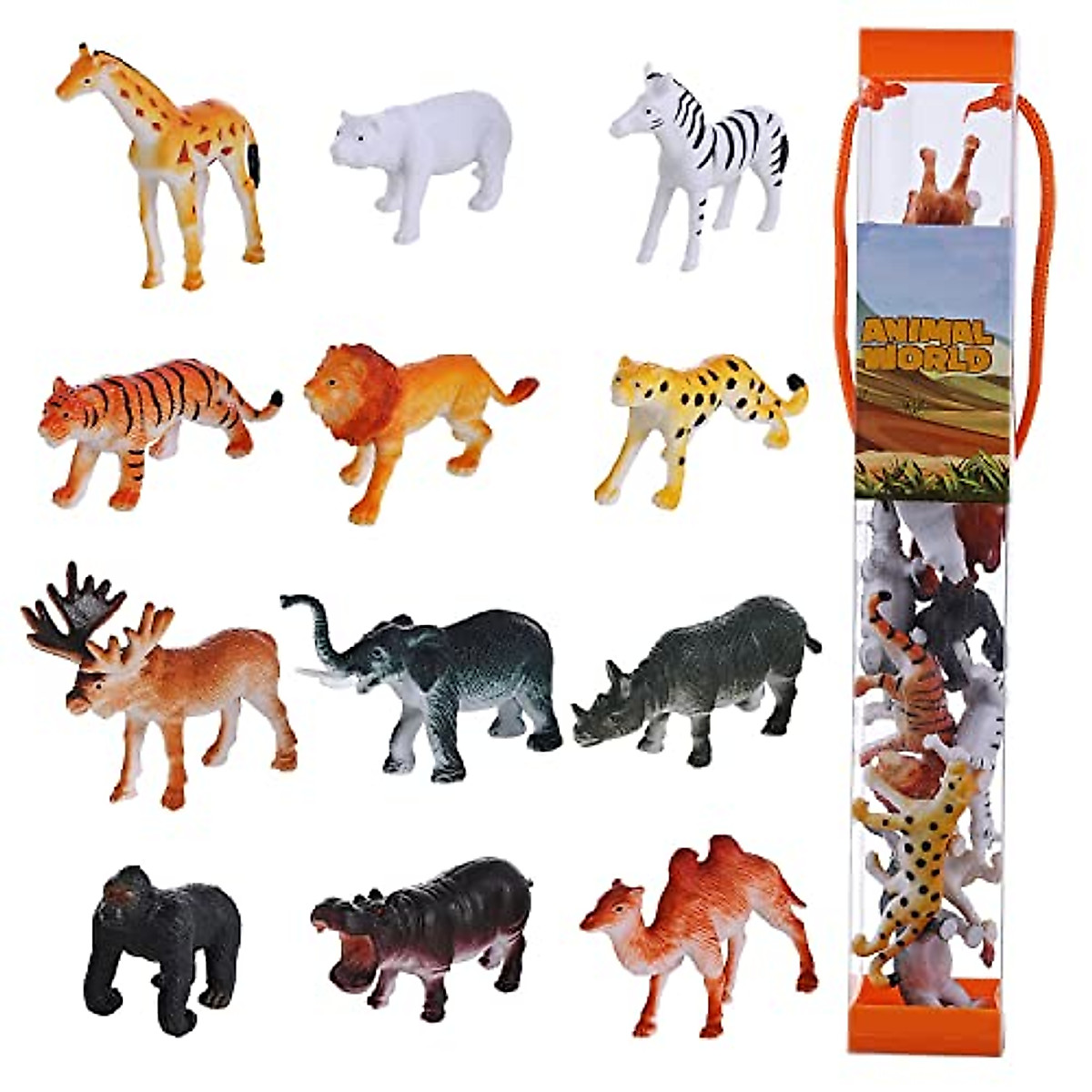 Animal Figures, 72 PCS Realistic Mini Dinosaur Insect Sea Farm Reptile Wild Jungle Animal Toys, Zoo Animals Playset, Cake Topper Party Favors for Kids 1, 2, 3 Year Olds