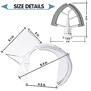 Pouring Shield for KitchenAid 4.5 and 5 Quart Tilt-Head Stand Mixers Stainless Steel Bowls ONLY, Secure Fit Splatter Guard, and Flex Edge Beater for KitchenAid 4.5-5Qt Tilt-Head Stand Mixers