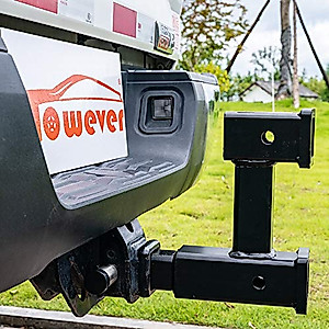 Towever 84131P Trailer 2 inches Dual Hitch Receiver Adapter Extender for Towing and Riser for Bicycle Rack, Extra Long Towing Accessories with Pin and Clip