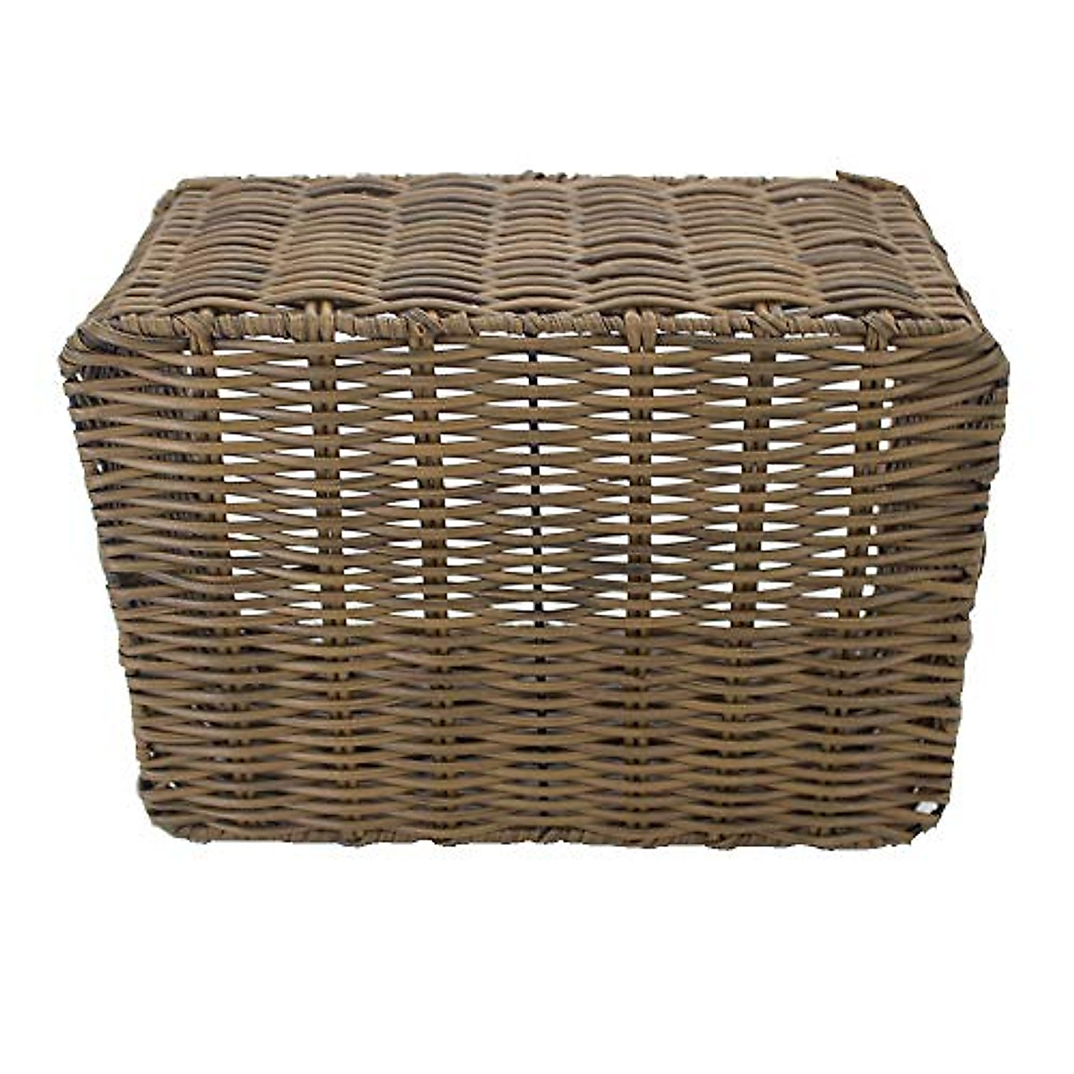HDKJ PP Tube Storage Basket with handle,Rectangular storage basket,Decorative Home Storage Bins. (Brown, Middle)