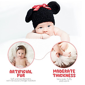 OULII Baby Photo Props Soft Fur Quilt Photographic Mat DIY Newborn Baby Photography Wrap-Baby Photo Props Favors (White)