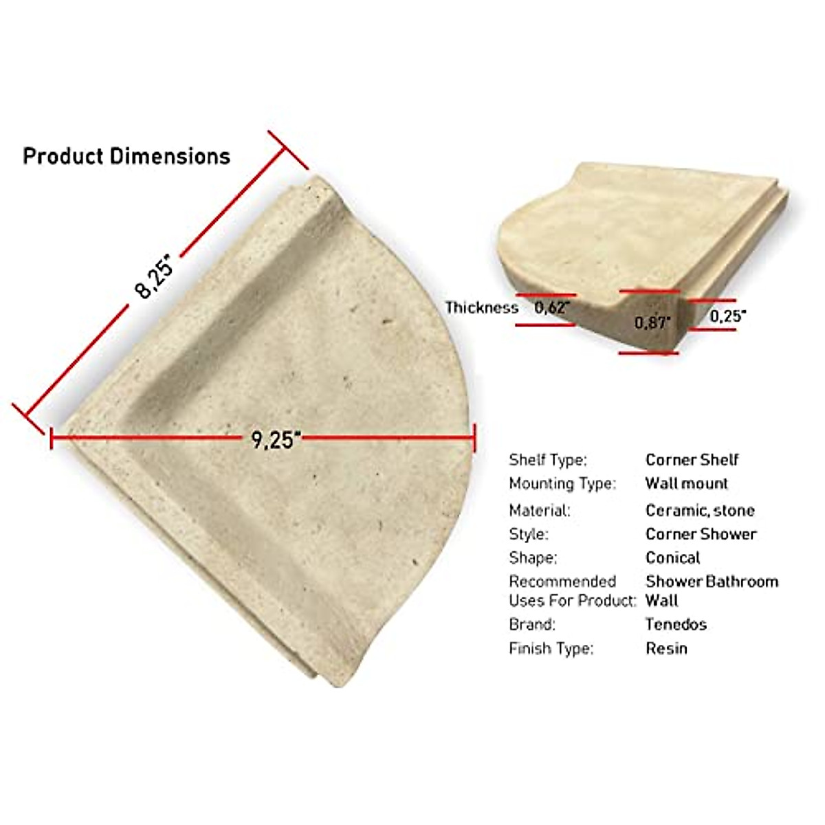 Tenedos Premium Quality Classic Cream Travertine Resin Corner Shelf