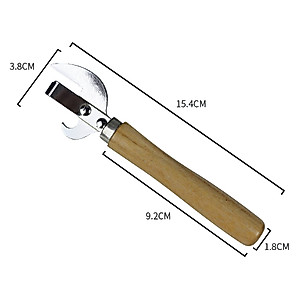 Mvude 2-in-1 Stainless Steel Corkscrew Wood Handle Manual Can Opener Tins Cans Kitchen Dinnerware Accessory, Silver