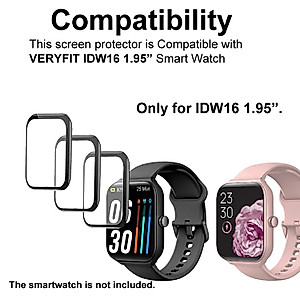 smaate 3D Screen Protector Compatible with TOOBUR IDW16 1.95” and Quican W16B Veryfit Smart Watch (Answer/Make Calls)