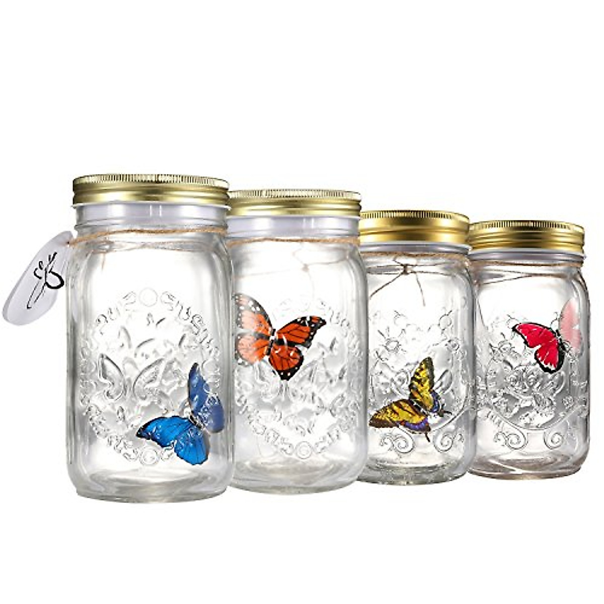 Fangfang LED Lamp Romantic Glass Animated Butterfly Jar Gift Decoration (Blue)