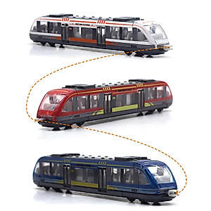 Crelloci 3 Pack Bullet Train Set, Linked High Speed Lotomotive Toy Train, Die Cast Alloy Model Car, Connectable Sliding Subway, Gift for Kids Boys Toddlers Ages 3+