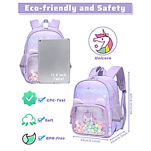 Tanou Toddler Backpack for Girls, 11 Inch Ultra-light Kids Small Backpacks, 2023 Cute Toddler Bag for Preschool Day Care, Unicorn