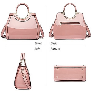 LJOSEIND Patent Leather Handbags Designer Satchel Purses Top Handle Bags Structured Shoulder Bags for Women