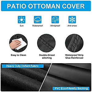 Patio Table Cover 100% Waterproof, 64x45x28 inch Outdoor Table Cover Rectangular, Patio Furniture Cover for Dinning Furniture, Picnic Coffee Tables Chairs and Sofas, Black