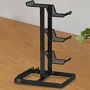 Metal Gaming Headset Stand Stable Tabletop Organizer Gift for Gamer Phone Mount Headset Holder Hanger for Gaming Handle Gamepad Accessories, Black