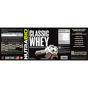 NutraBio Classic Whey Protein Powder- Full-Spectrum Amino Acid Profile - No Fillers, Artificial Colors, Preservatives - Low Glycemic Index - Ice Cream Cookie Dream, 5 Pounds