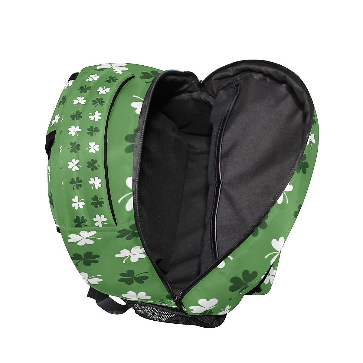 Backpack Daypack Patrick's Day Clover Leaves Shamrock Luck Green Shoulder Bag with Name Label Tag With Padded Shoulder Strap Large Medium Size