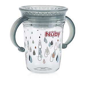 Nuby Tritan No Spill 2 Handle 360 Degree Printed Wonder Cup, Prints May Vary, 1pk