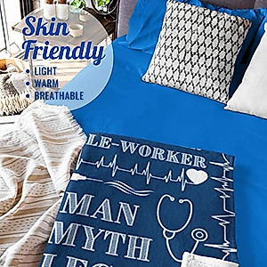 InnoBeta Nurse Blanket, Funny Nurse Gifts for Men, Murse, Warm Soft Fuzzy Blanket for Men, Nurse Gift for Male Nurse, RN, Retired Nurse Nursing School, Throw Blanket 50x65 Inches Blue