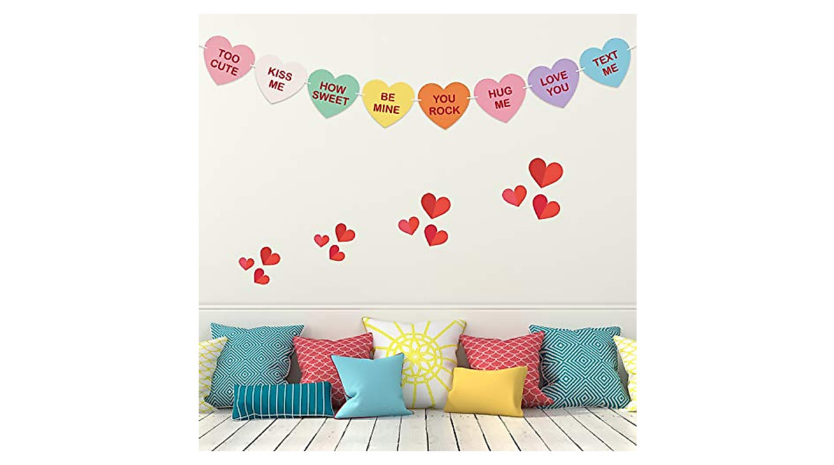 Valentine Candy Hearts Banner - Perfect for Valentine’s Day Decor
