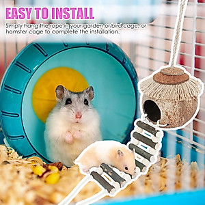 NOTRAK Natural Coconut Bird Nest, Coconut Hide, Cute Nest with Ladder for Home, Coconut Bird Shell Breeding Nest for Home, Garden, Yard, Universal Bird Hut with Rope for Birds, Reptiles and Mammals
