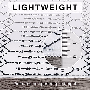 LIVEBOX Black and White Runner Rug 2.5x8 - Washable Rug Runner for Hallway Thin Boho Rug for Entryway, Moroccan Non-Slip Rug for Bedroom, Geometric Throw Carpet for Bathroom Laundry Room