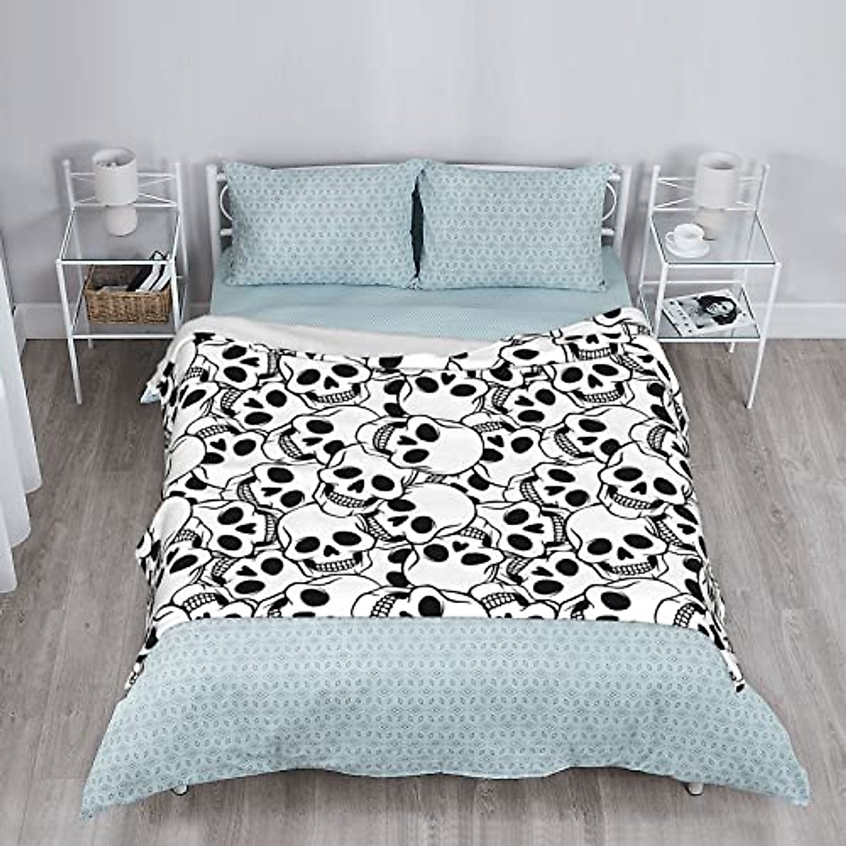 Skulls Blanket Soft Fleece Throw Blanket Plush Weighted Blankets for Couch Sofa Skull Gifts for Kids Adults Men Women