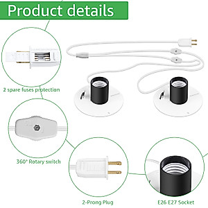 Sigely Blow Mold Light Kit Replacement Light Cord,For Halloween Christmas Blow Mold Village Craft Indoor Outdoor Decorations,For E26 E27 Salt Lamp Bulb with On/Off Switch Fuse Plug 2 Set (One out one)