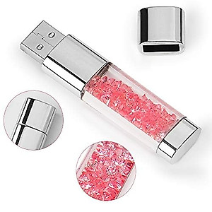 USB Flash Drive 64GB, BorlterClamp Cute Pink Crystal Thumb Drive Novelty Pen Drive Memory Stick