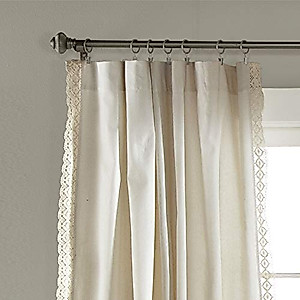 Lush Decor Rosalie Farmhouse Window Curtains Rustic Style Panel Set for Living, Dining Room Bedroom (Pair), 54"W x 63"L, Ivory