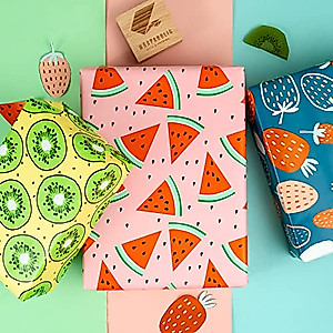 WRAPAHOLIC Fruit Wrapping Paper Sheet - 12 Sheets Watermelon Design Folded Flat for Birthday, Party, Baby Showers - 19.7 Inch X 30 Inch Per Sheet