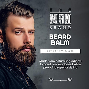 The Man Brand Beard Grooming Balm for Men - Natural Beeswax Based Conditioning Formula for Styling and Care (Mystery Man, 1 oz / 30 ml)
