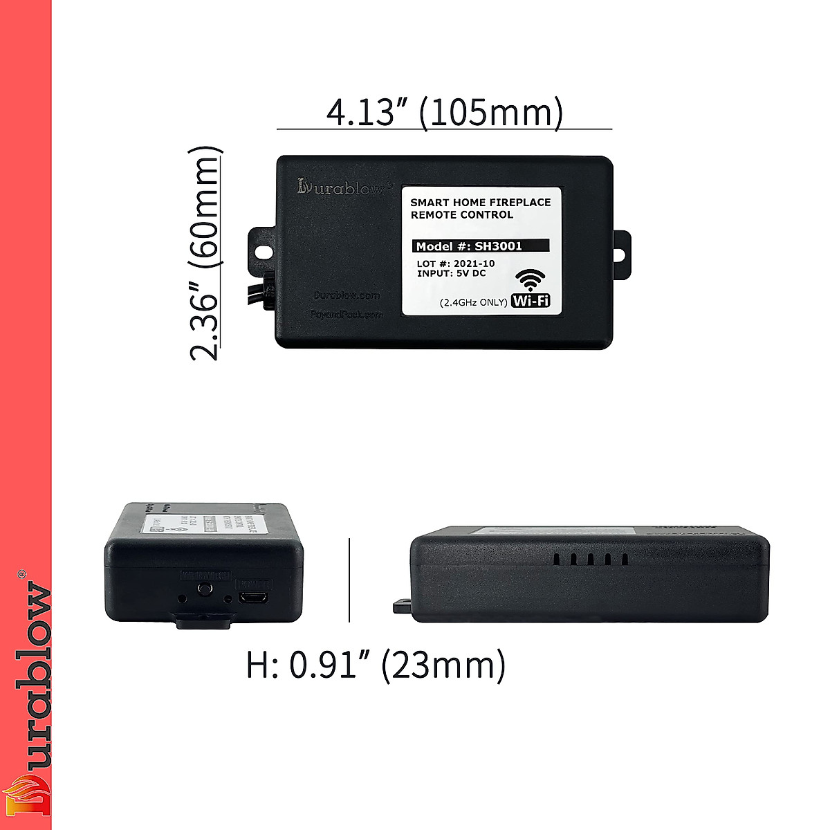 Durablow SH3001 Gas Fireplace WiFi Smart Home Remote Control for Millivolt Valve IPI, Compatible with Alexa, Google Home, Samsung SmartThings, Siri (WiFi, Plastic Case) New