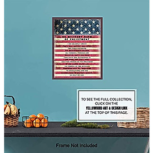 Military Oath of Enlistment - Patriotic American Flag Wall Art Decor, Decoration - Gift for Soldiers, Army, Navy, Air Force, Marines, Coast Guard, Veterans, Vets-UNFRAMED Poster Print 8x10 Photo