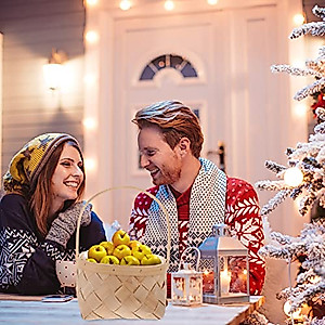 Handmade Rattan Storage Container Woven Storage Basket with Handle Seagrass Storage Basket Portable Flower Basket for Home Camping Wedding (Large)