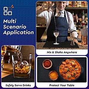 3 Pack Ultimate Small Bar Mat Set - 8mm Thick Anti-Skid Non-Toxic Rubber Bar Mat for Home Bar, Countertop, Restaurants, Coffee Bar Mat - Premium Counter Mats