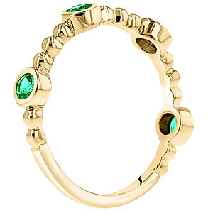 PEORA Simulated Emerald Stackable Ring in Yellow Tone Sterling Silver, Dainty Band for Women 1.70mm Size 9