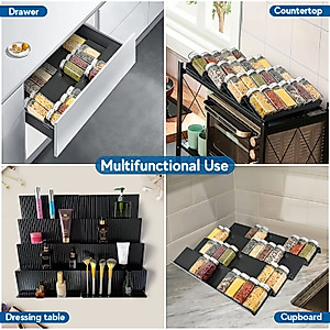 VANGAY Spice Drawer Organizer, 8 Tier, Acrylic Drawer Spice Rack, Spice Organization for Drawer, Adjustable from 11" to 22", Space Black