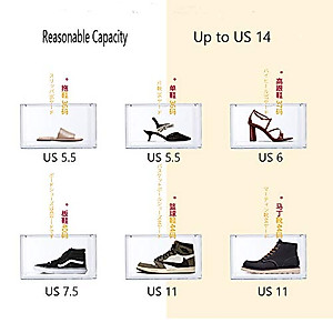 AOTENG STAR Storage Shoes Box Womens Mens Sneaker Box Plastic Foldable Stackable Shoe Container Clear Closet Shelf Shoe Organize -3 Pack