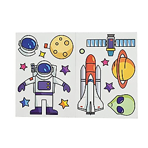 Maydahui 4 Sheet Spaceship Alien Rocket Robot Wall Decals DIY Cartoon Universe Wall Stickers for Children's Room Kids Room Nursery Decoration