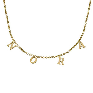 MyNameNecklace Personalized Adjustable Choker Necklace with Hanging Name Initial Letters-Custom Made Christmas Jewelry Gift (18k Gold Plating- Custom Your Own)