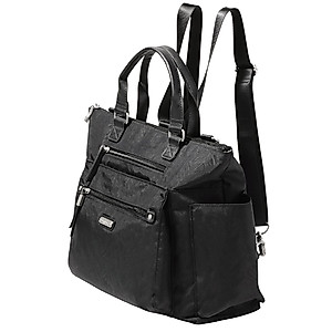 Baggallini 3-In-1 Convertible Backpack with RFID Phone Wristlet Black Zebra