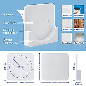 CRAZYBELLY 1 Pair Shower Curtain Rod Holder for Bathroom Self-Adhesive Tension Shower Curtain Rod Brackets No Drilling on Smooth Surface(White)