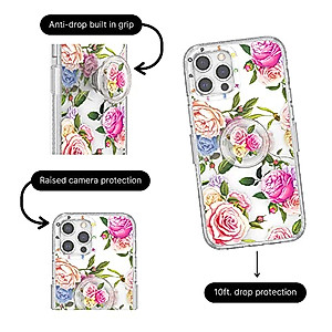 PopSockets: iPhone 12 Pro Max Case with Phone Grip and Slide, Phone Case for iPhone 12 Pro Max - Vintage Floral