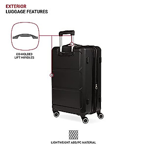 SwissGear 8090 Hardside Expandable Luggage with Spinner Wheels, Black, Checked-Medium 24-Inch