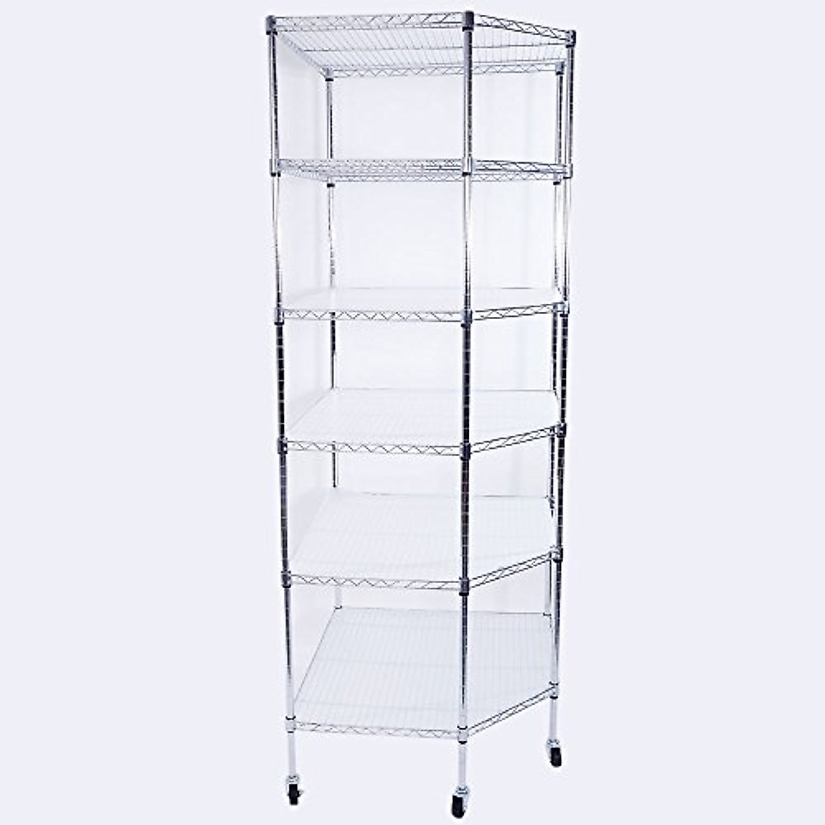 Heavy Duty Shelves Commercial-Grade 6 Tier Corner Shelf, Industrial Corner Bookshelf Steel Wire Shelving with Wheels, Rustic Corner Storage Rack Shelves Display Plant Flower, Stand Bookcase