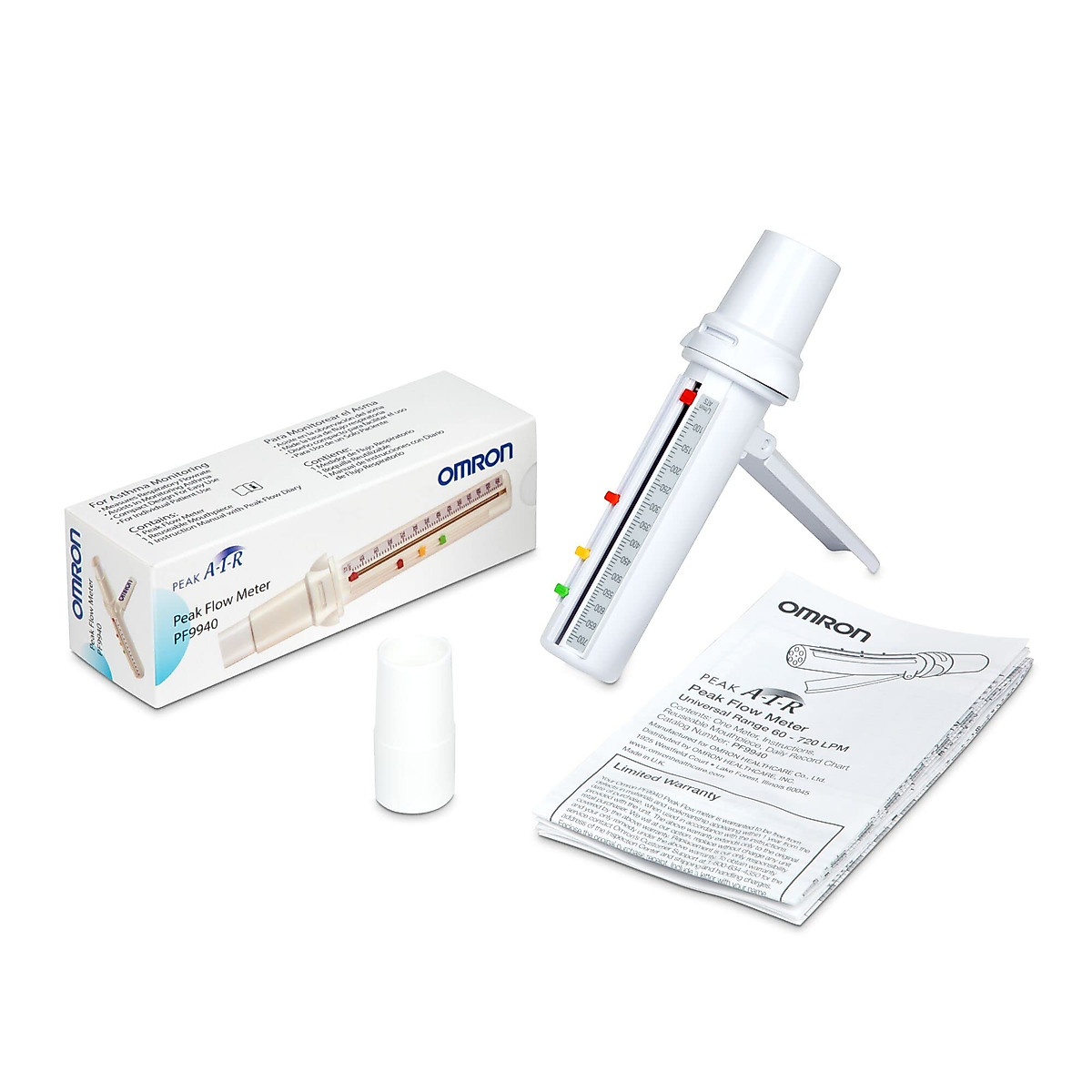 OMRON PeakAir Peak Flow Meter, Measures Changes in Your Lung Air Flow to Assist in the Detection of Asthma Attacks (for Children and Adults)