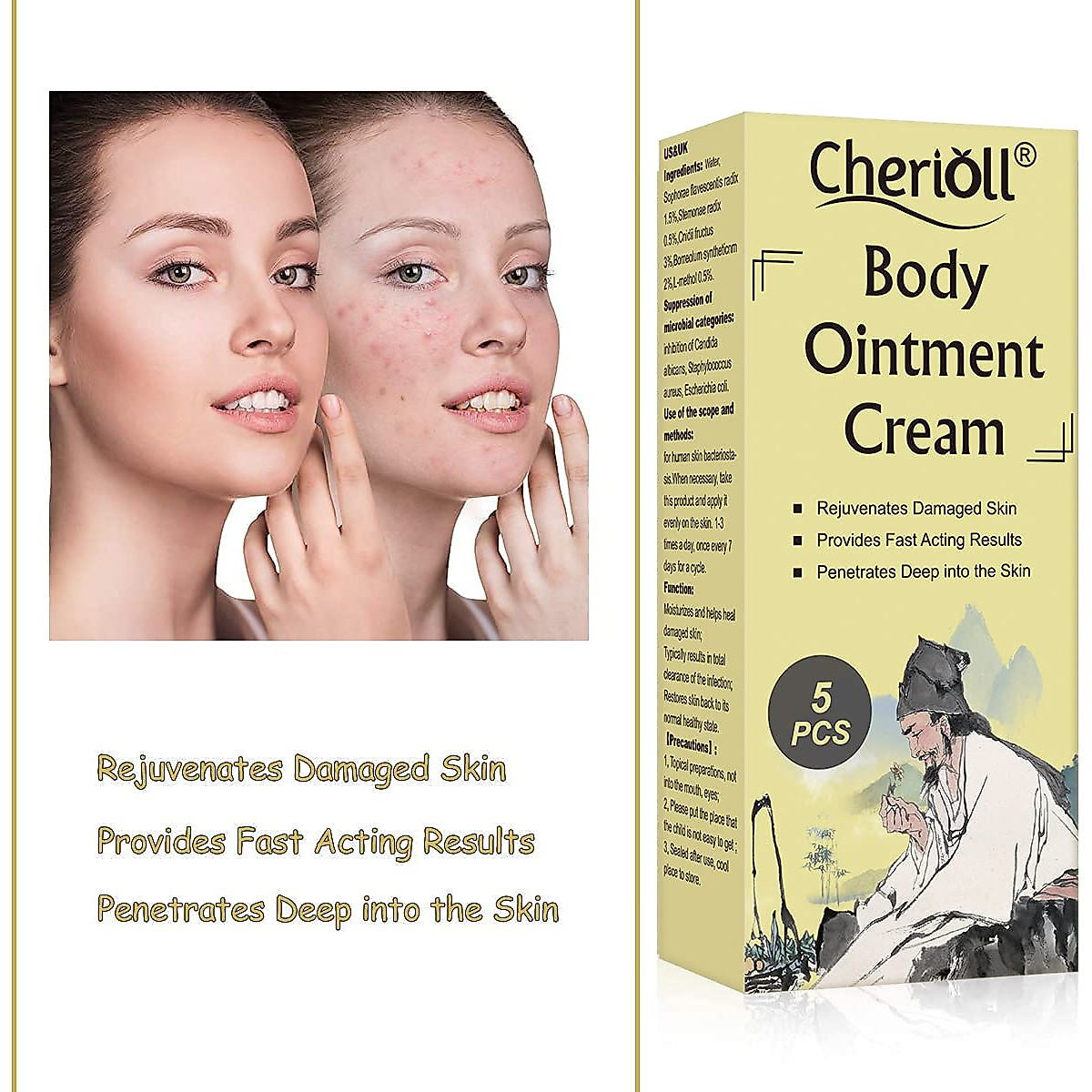 Face Cream, Moisturising Cream, Body and Face Moisturizer for Dry Skin,5pcs