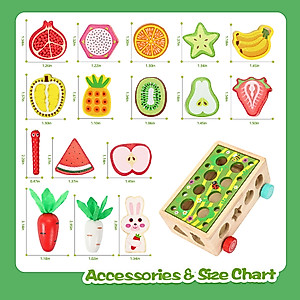 Montessori Toys for Toddlers, Rundad Wooden Carrot Pulling Baby Toy, Learning & Educational Shape Sorter for Fine Motor Skills, Birthday Gift for 3+ Year Old Boy Girl