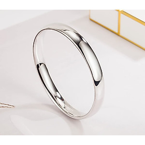 Meilanduo Solid 925 Sterling Silver 8mm High Polished Smooth Circle Bangle Bracelet for Women (Silver-Tone, 60mm for Small)