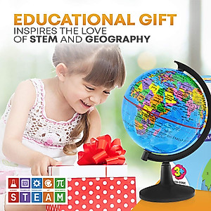 Little Chubby One 7-inch Globe - Educational and Decorative Piece - Assorted Markers for Coloring Spinning Globe Ideal for Learning Geography and Perfect Decor for Kids Room