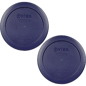 Pyrex 7200-PC 2 Cup Dark Blue Round Storage Lids - 2 Pack
