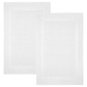 Infinitee Xclusives Premium White Bath Sheets – Pack of 2, 35x70 Inches Large Bath Sheet Towel + Cotton Banded White Bath Mats – Pack of 2, 22x34 Inches