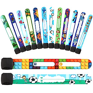 Chinco 14 Pieces Children Safety ID Wristband Reusable Identification Bracelets Waterproof ID Band Safety Wristband for Boys and Girls (Cool Style)