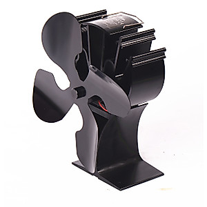 VODA New designed 4 Blades Heat Powered Stove Fan for Wood/Log Burner/Fireplace(Black)